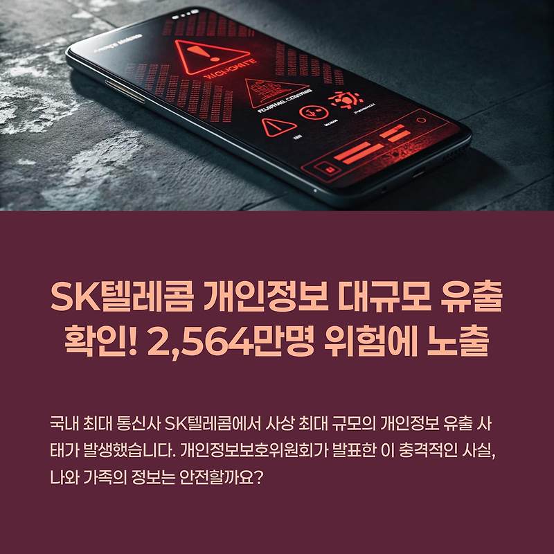 SKT, 개인정보 유출 사태... 2,564만 명에 통지