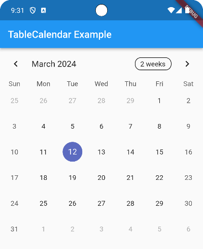 플러터 달력 TableCalendar 패키지