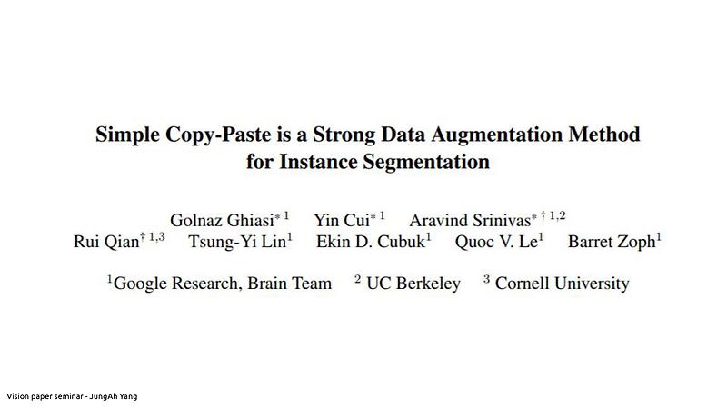 [VISION 논문 읽기] simple copy-paste is a strong data augmentation method for instance segmentation