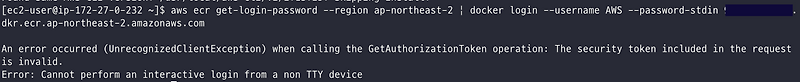 [AWS] ECR error - An error occurred (UnrecognizedClientException) when calling the ...