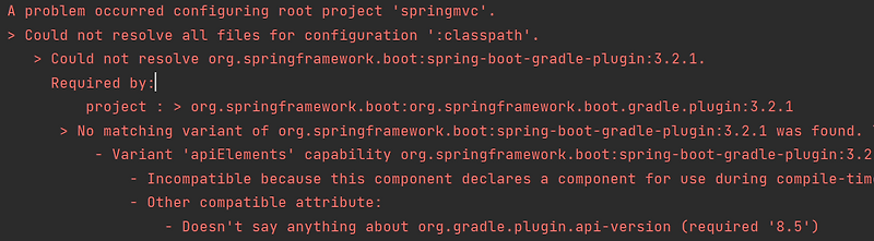 A problem occurred configuring root project 에러