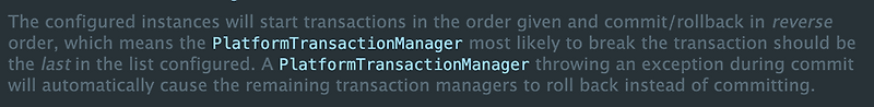 ChainedTransactionManager, JtaTransactionManager