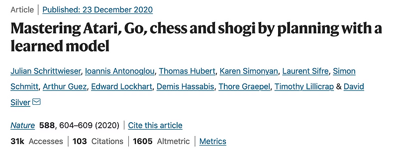 [MuZero] Mastering Atari, Go Chess and Shogi by Planning with a Learned ...