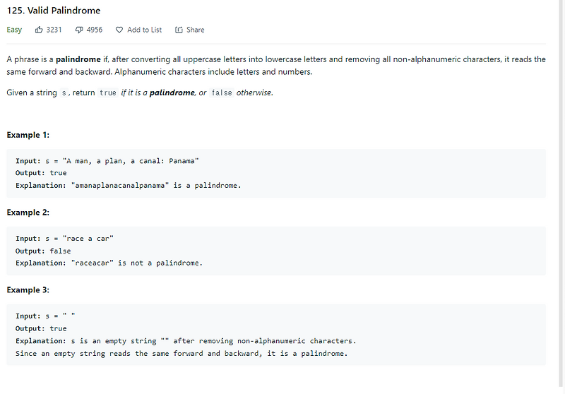 leetcode 125. Valid Palindrome