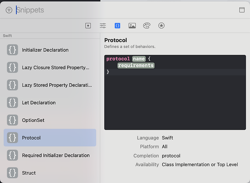 [Xcode 6] 커스텀 자동 완성 만드는 방법 (Code Snippet)