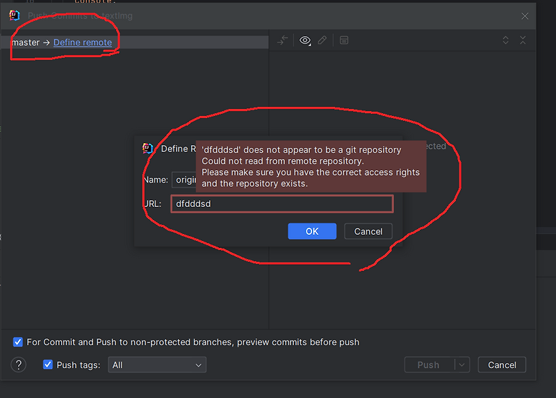 intellij에서 gitlab repository push 오류