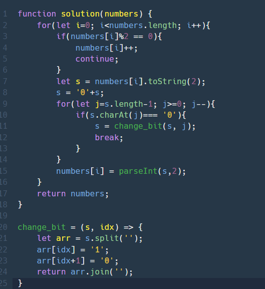 [프로그래머스] Lv.2 2개 이하로 다른 비트 (JavaScript) :: hwannee.dev