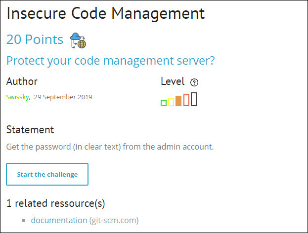 [root-me] Insecure Code Management :: Shine Myself