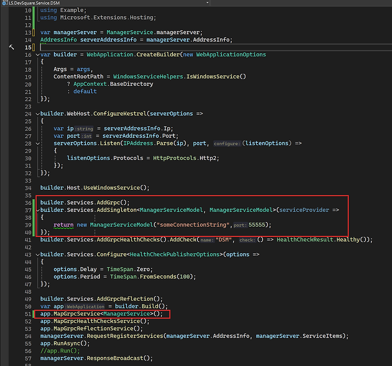 [C#] gRPC MapGrpcService DI, with parameter :: 기억상기용