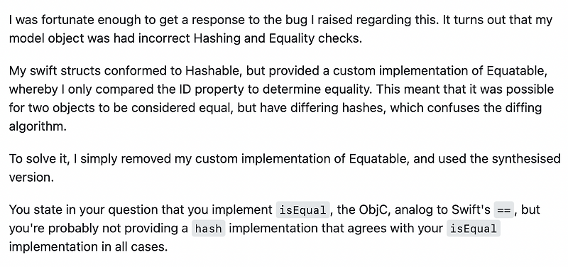 diffable datasource Error - Inconsistent associations for moves 에러 :: 모험