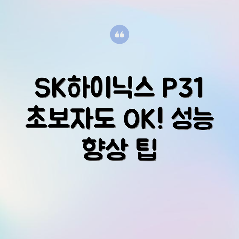 SK하이닉스 P31, 초보도 성능 UP!