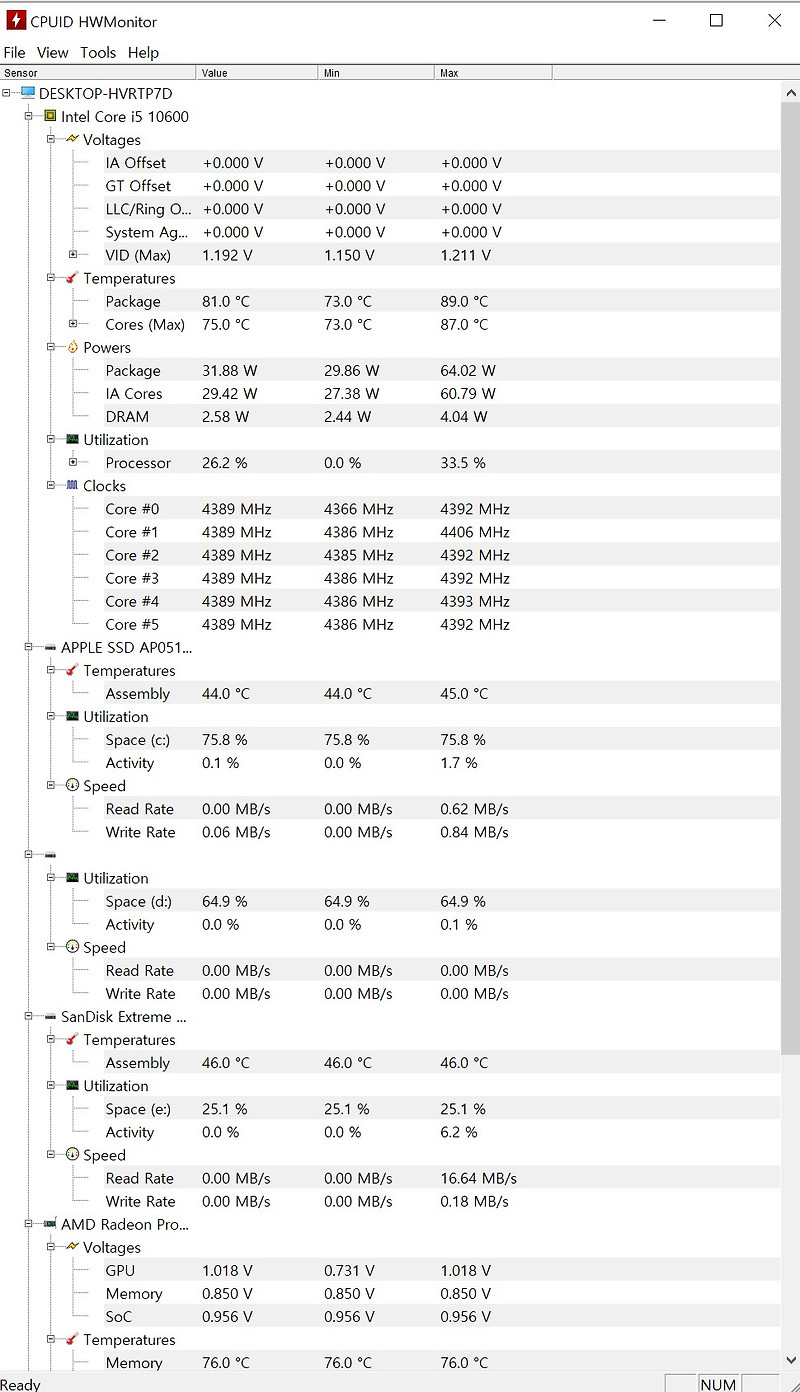 [CPUID] HWMonitor 사용법 및 다운로드