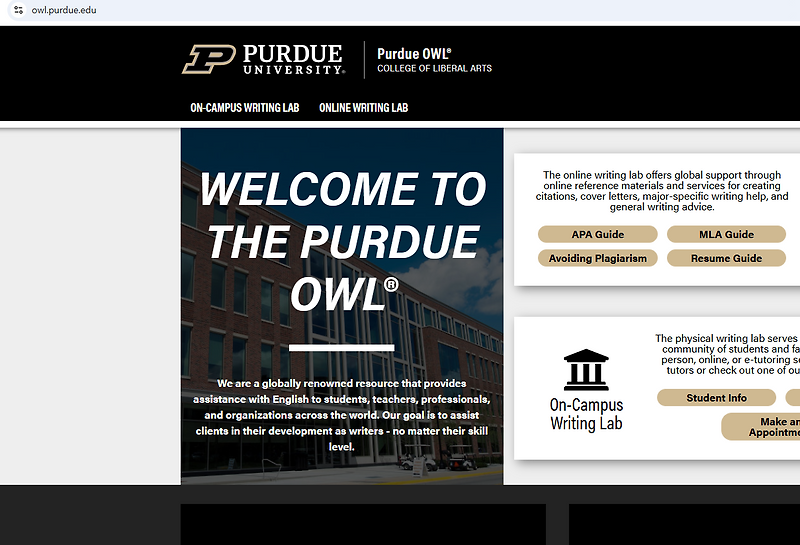 무료 영어 작문공부(Purdue OWL)