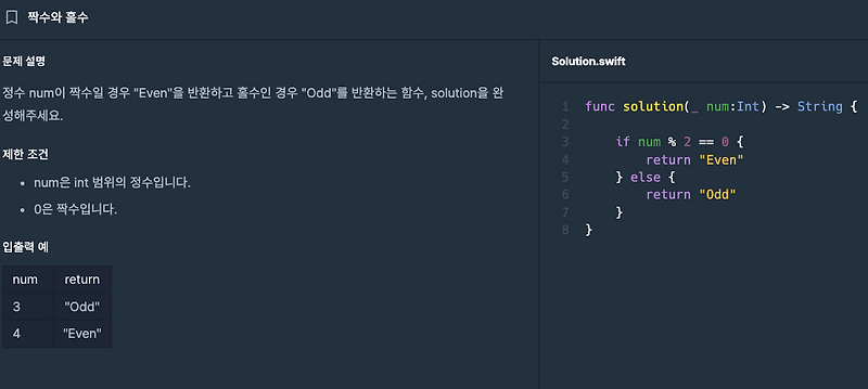 Lv1 | Swift - 짝수와 홀수