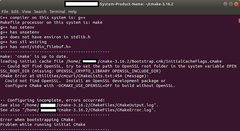 [CMake] ubuntu 18.04 CMake install error - jimoo