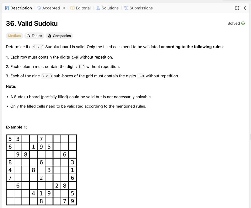 LeetCode (C/C++) 36. Valid Sudoku