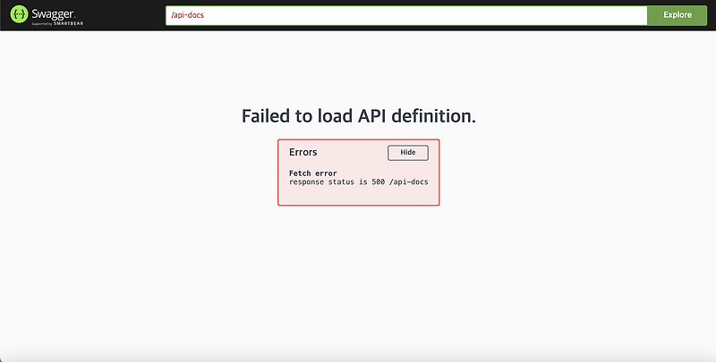 [springboot] Swagger 500 error : Failed to load API definition