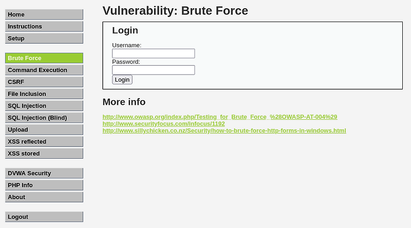 dvwa brute force