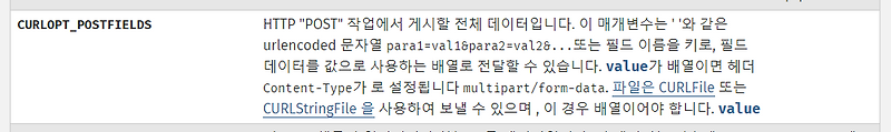 cURL, CURLOPT_POSTFIELDS 의 고찰