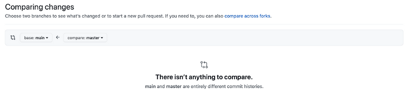 [GIT] There isn't anything to compare 오류 해결 방법