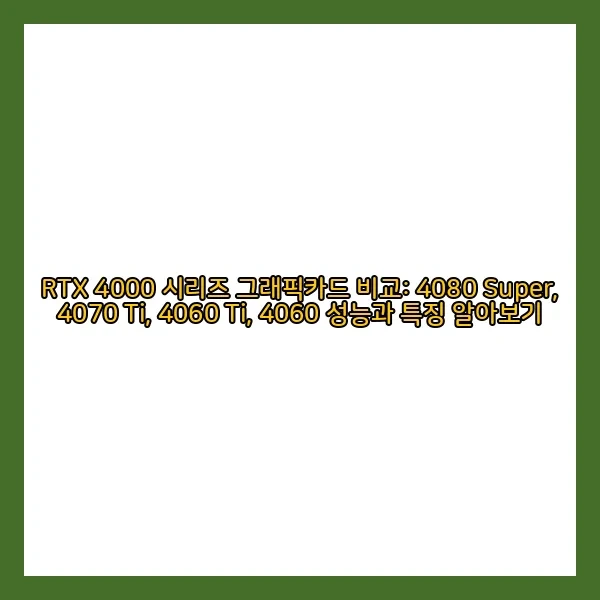 RTX 4000 시리즈 그래픽카드 비교: 4080 Super, 4070 Ti, 4060 Ti, 4060 성능과 특징 알아보기