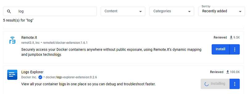 [MSA] Docker Add Extensions with log