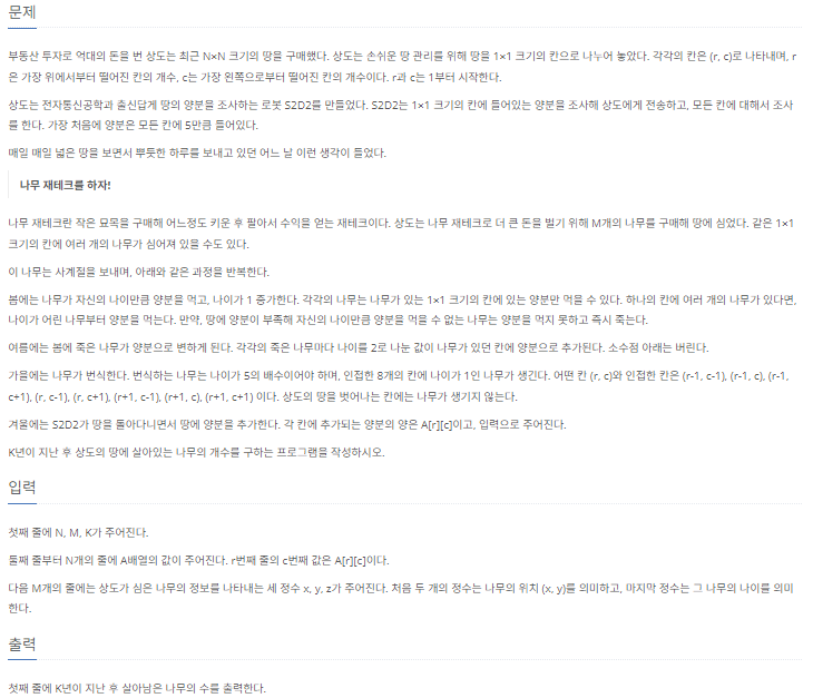 [JAVA] BOJ 백준 16235번 - 나무 재테크