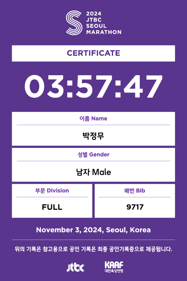 2024 JTBC 마라톤 풀코스 처절했던 서브 4 성공 후기 (feat. 과호흡 증후군)