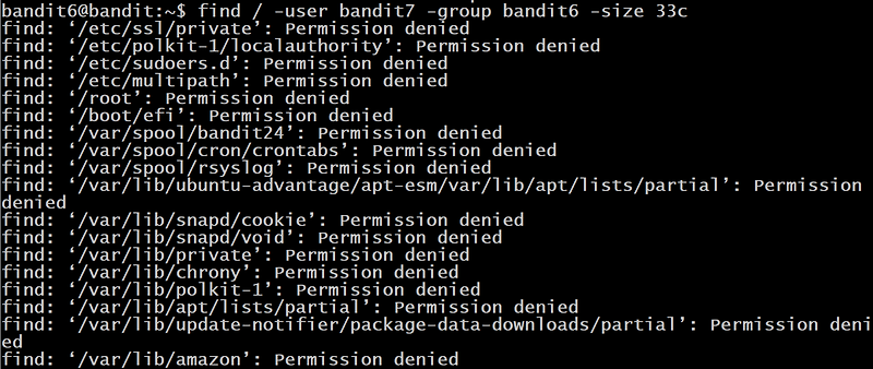 How to using Linux Bandit Level 6 ~ Level 7 :: Ch4nh33