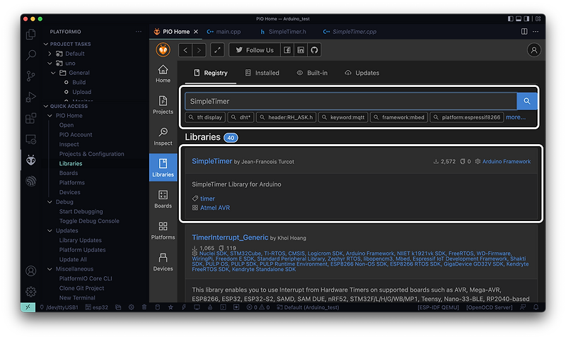 [PlatformIO] 아두이노 SimpleTimer 라이브러리 - 데브구일 Blog