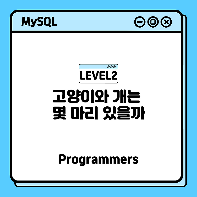 [MySQL] 프로그래머스 - 고양이와 개는 몇 마리 있을까 LEVEL 2