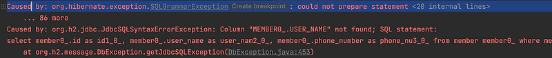 javax.persistence.PersistenceException: org.hibernate.exception.SQLGrammarException: could not ...