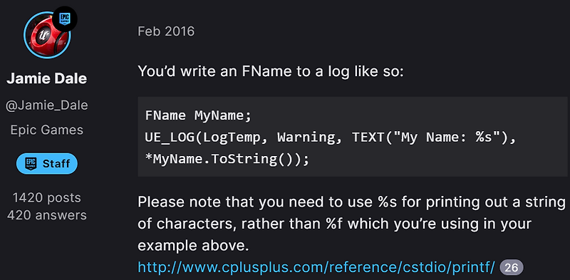 [UE5] UE_LOG, FName