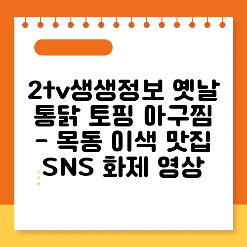 2tv생생정보 옛날 통닭 토핑 아구찜 - 목동 이색 맛집 SNS 화제 영상