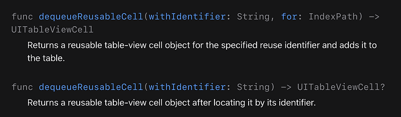 [UIKit] dequeueReusableCell (withIdentifier:for:) vs (withIdentifier:)