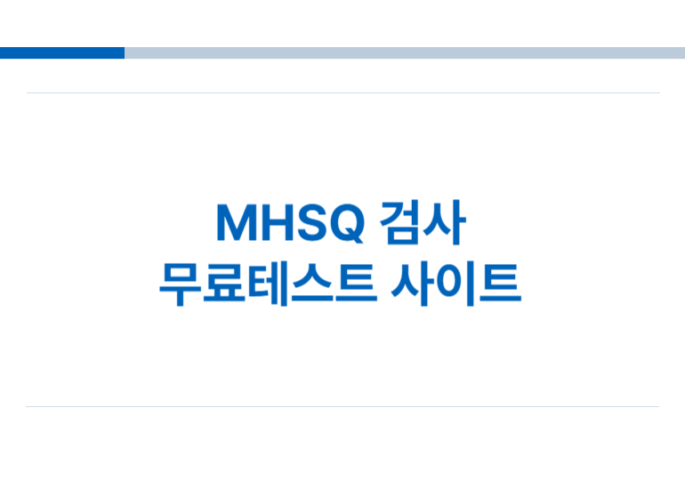 MHSQ 검사 방법 테스트 사이트 (나혼자산다 전현무 심리 검사)
