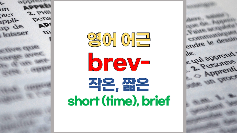 영어단어 어근 brev- 주요 영어단어 - 어원은 (라틴어; brevis, breve, breviare)