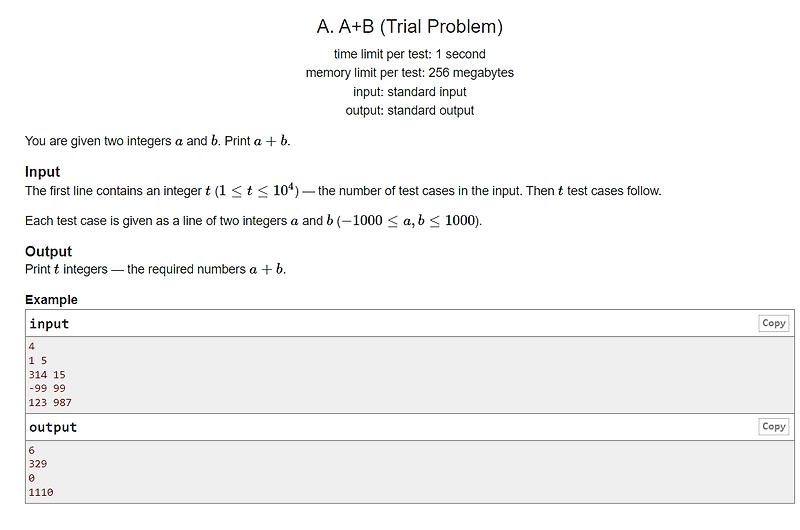 codeforces 1351A - A+B (Trial Problem)