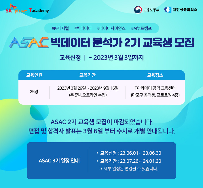 T-ASAC 빅데이터 분석가 2기 시작!