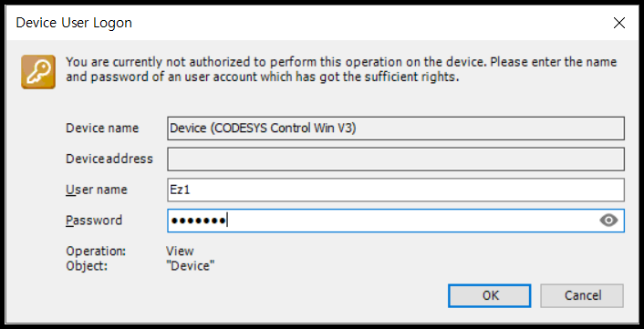How to reset the password of Codesys simulator