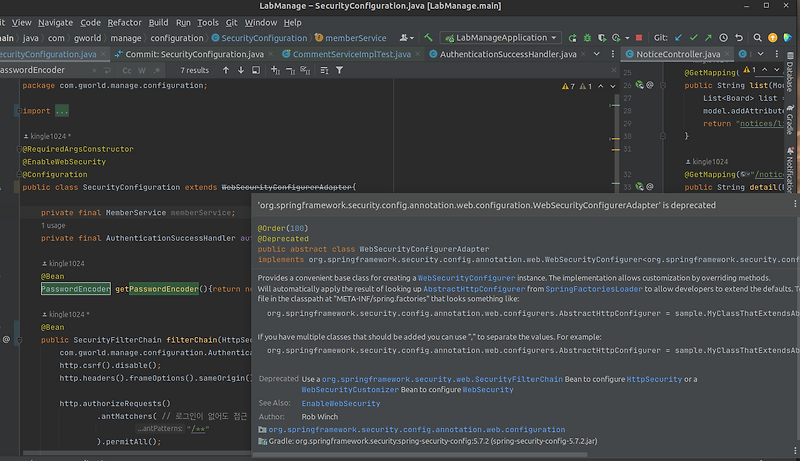 WebSecurityConfigurerAdapter is deprecated