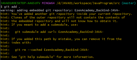 [git, github] warning: adding embedded git repository 원인 및 해결 :: 이민재의 개발일지