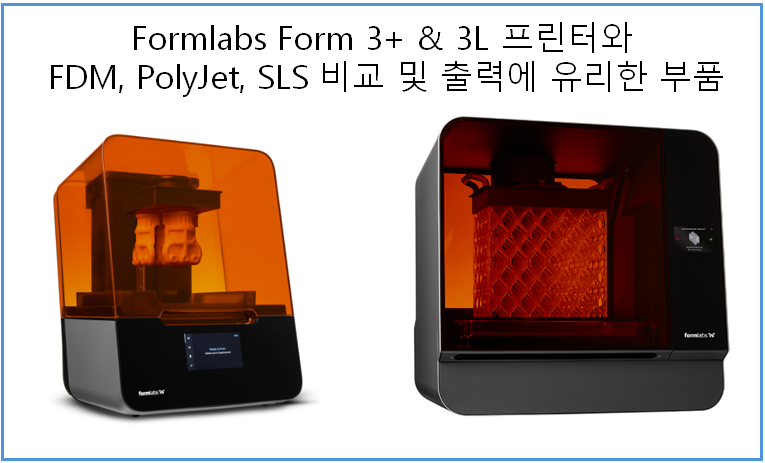 Formlabs SLA 프린터와 FDM, PolyJet, SLS 비교 및 출력에 유리한 부품