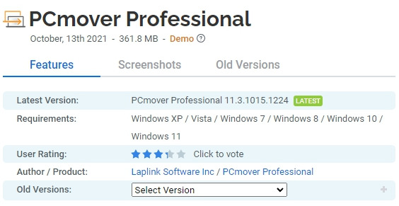 PCmover Professional 무료 다운로드