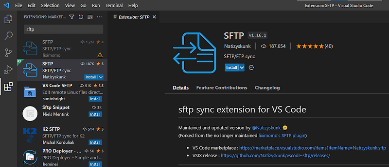 VSCODE SFTP 설치
