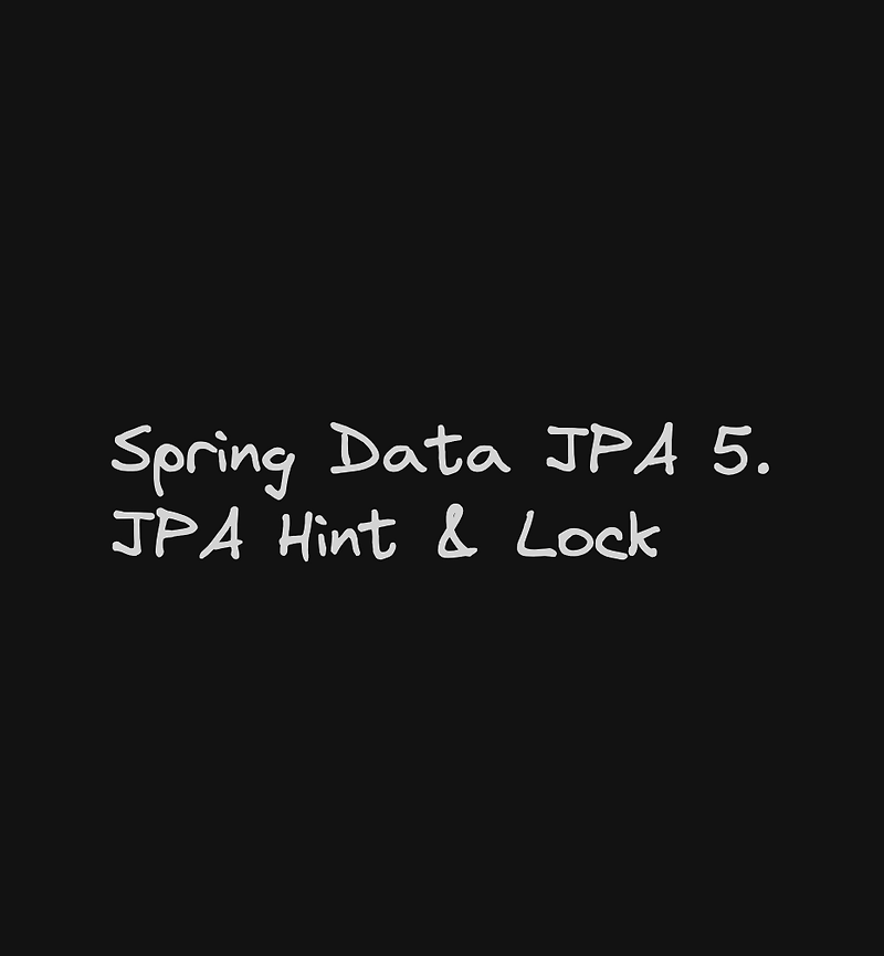 [Spring Data JPA] 5. JPA Hint & Lock — 토이 개발 스토리