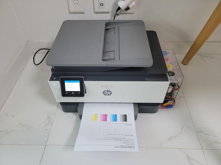 [서울 송파구 무한잉크 출장수리] HP OfficeJet Pro 9010 팩스복합기 무한잉크 출력불량, 잉크경화 호스 세정 및 카트리지 석션 차징