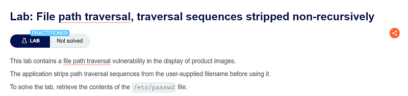 [PortSwigger] Write Up - Lab: File path traversal, traversal sequences stripped non-recursively ...