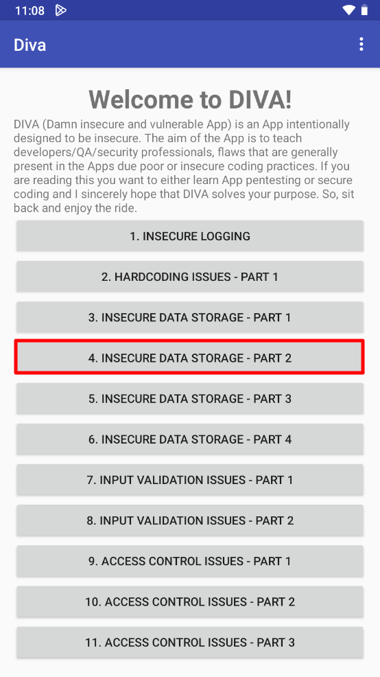 [DIVA] 모바일 취약점 진단 4. Insecure Data Storage - PART 2
