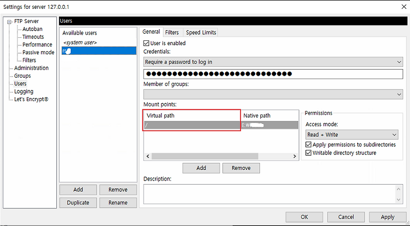 FileZilla Entry '' has empty native path and no mount nodes: this ...